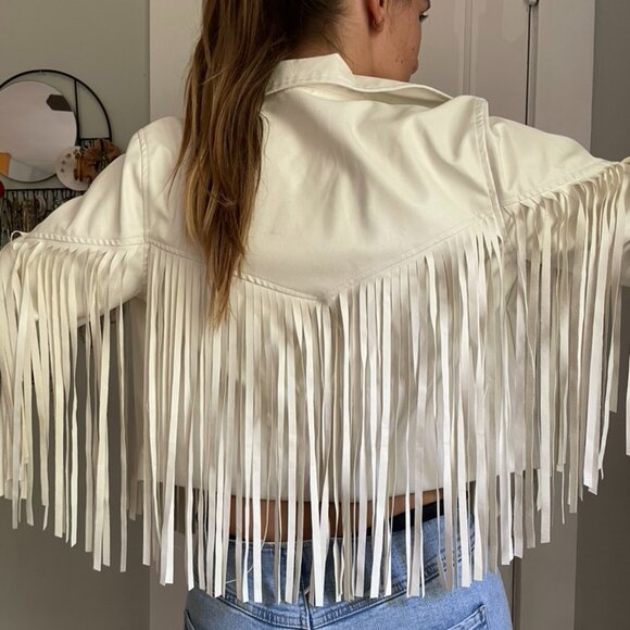 Le Lis | Jackets & Coats | White Leather Fringe Jacket | Poshmark